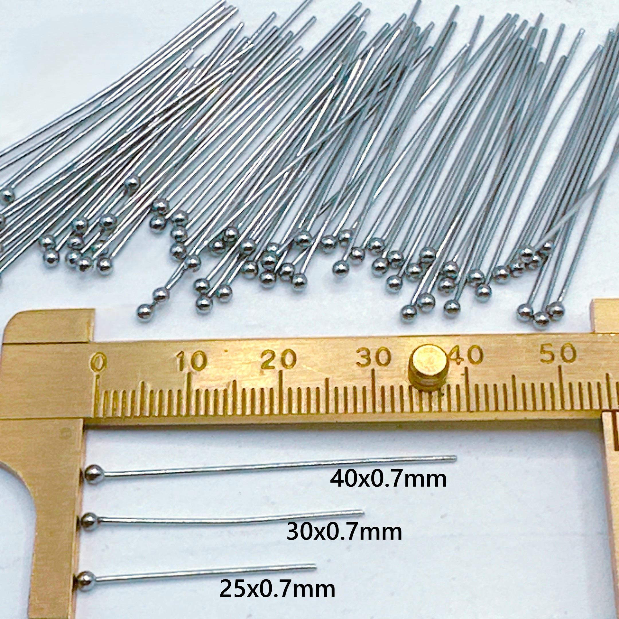 50/100 Pcs Stainless Steel Ball Head Pins 21 Gauge 25/30/40mm X 0.7mm ...