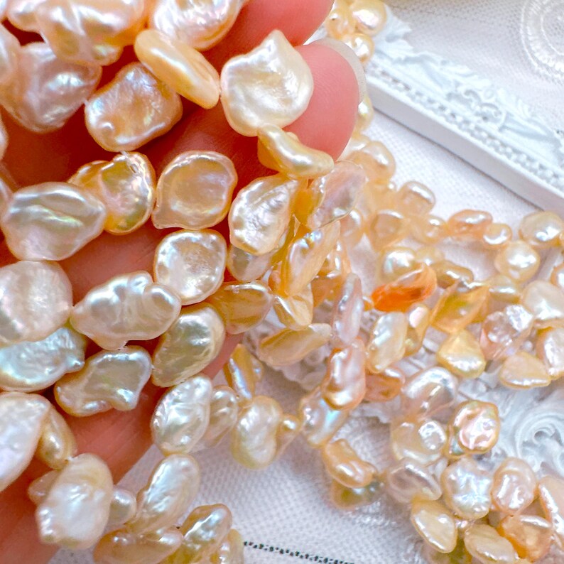 7-9mm High Luster Keshi Petal Pearls – Natural Peach & Pink Freshwater ...