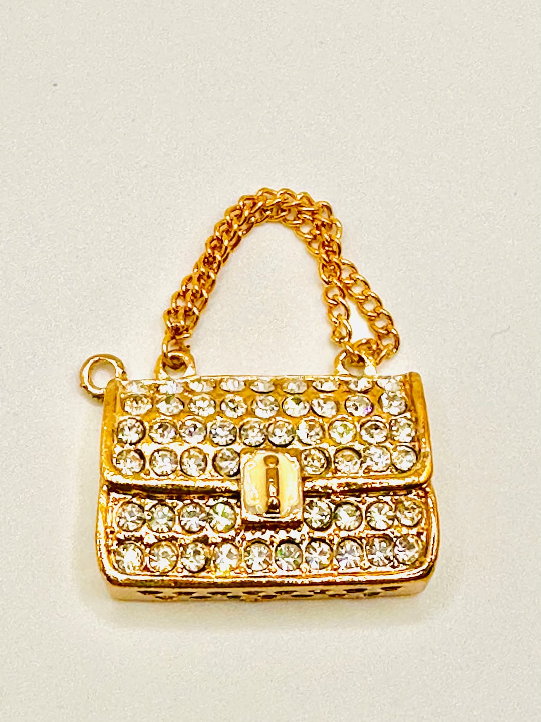 Gold Bling Purse Cabochon / Flat Back Charm With Rhinestones - Etsy