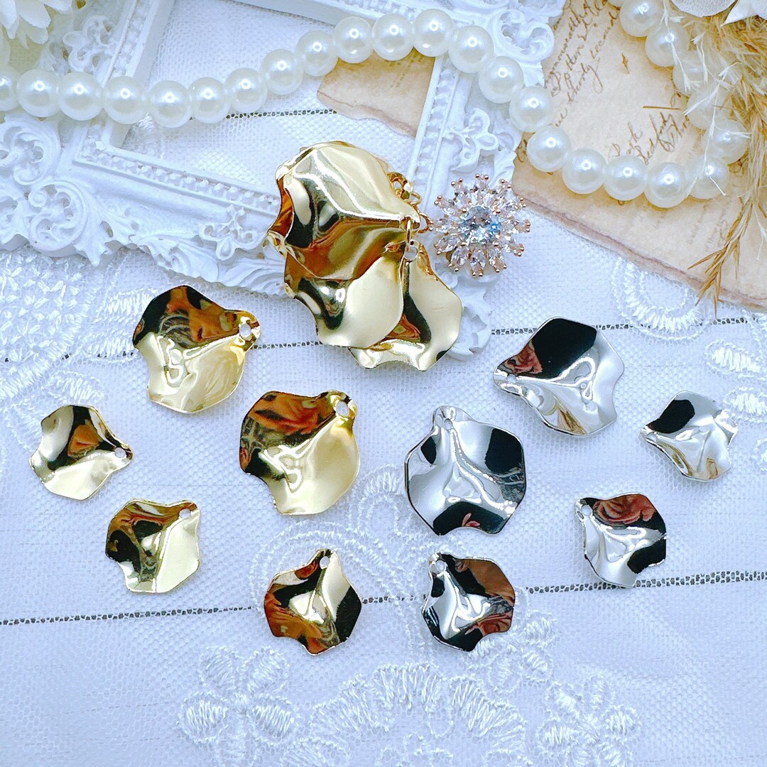 8pcs Gold/silver Metal Rose Flower Petal Charms With Hole, Large ...