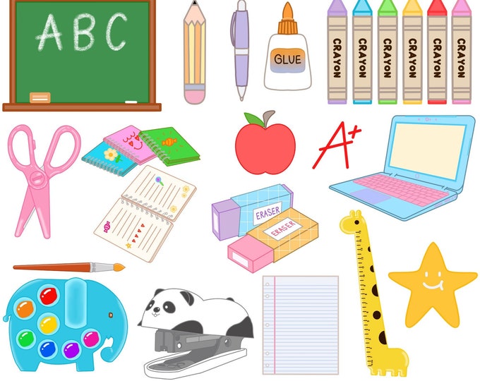 School Supplies PNG, Back to School Clipart, Stationery School Supplies ...