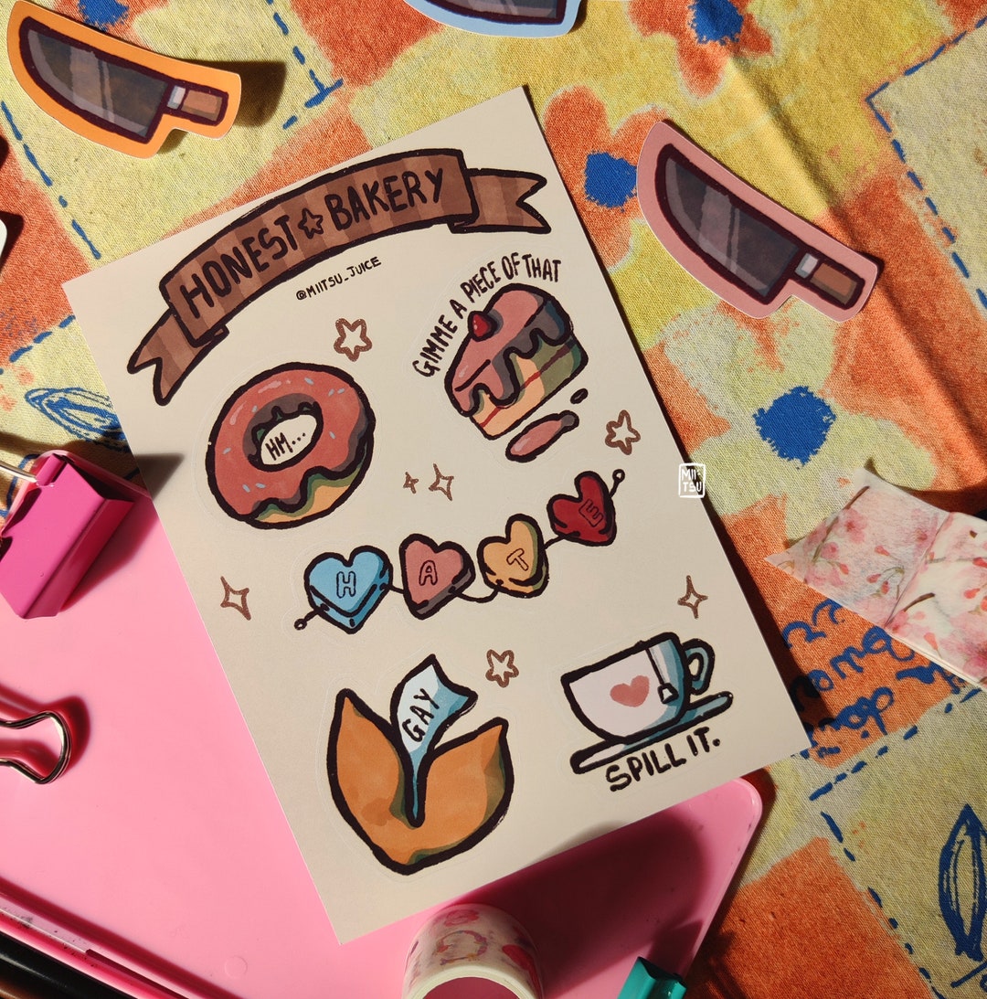 Honest Bakery Stickers Sheet - Cute Food Sticker Sheet, Kawaii Sweets ...