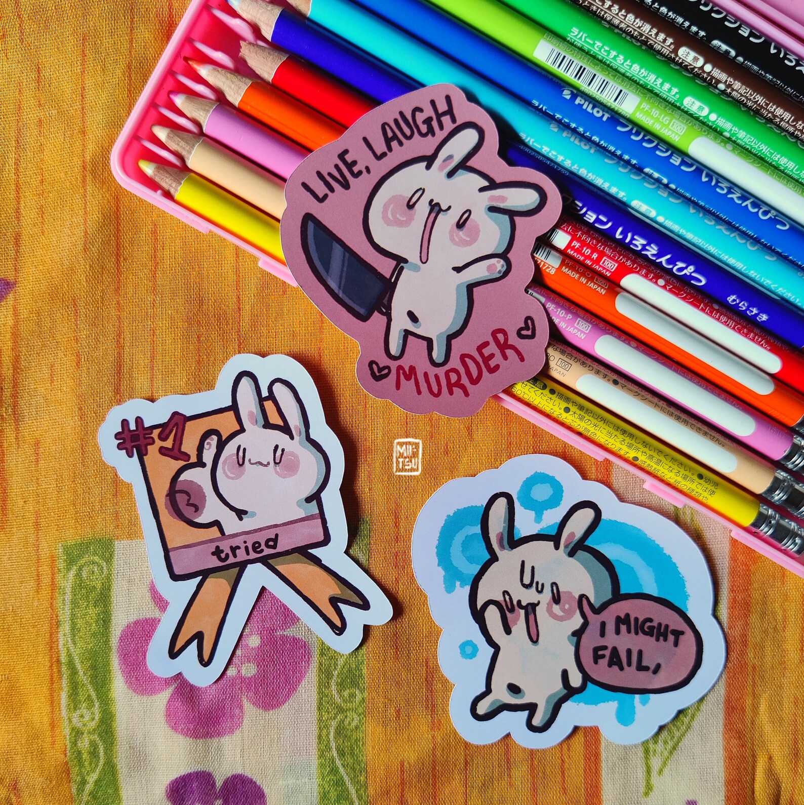 Delulu Stickers Set - Set of 3 Cute Kawaii Bunny Stickers, Gift Idea ...
