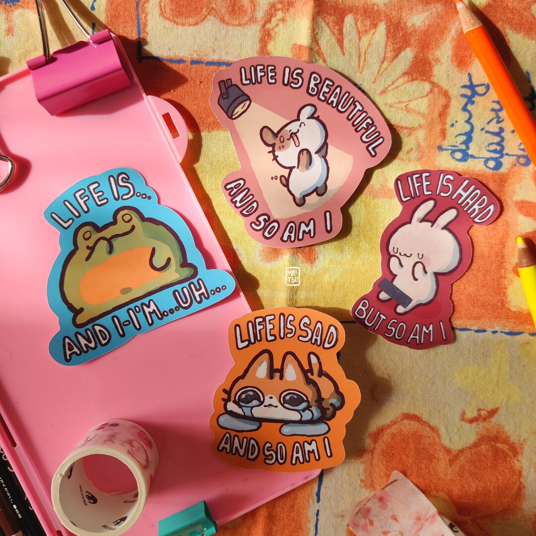 Life Is... Stickers Set - Handmade Kawaii Cute Set of Four Stickers ...