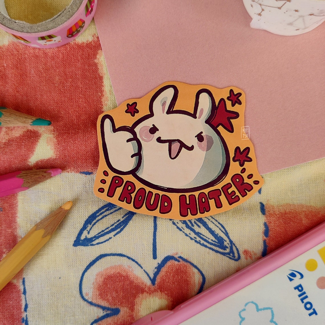 Proud Hater Bunny Handmade Cute Kawaii Glossy Funny Sticker - Etsy