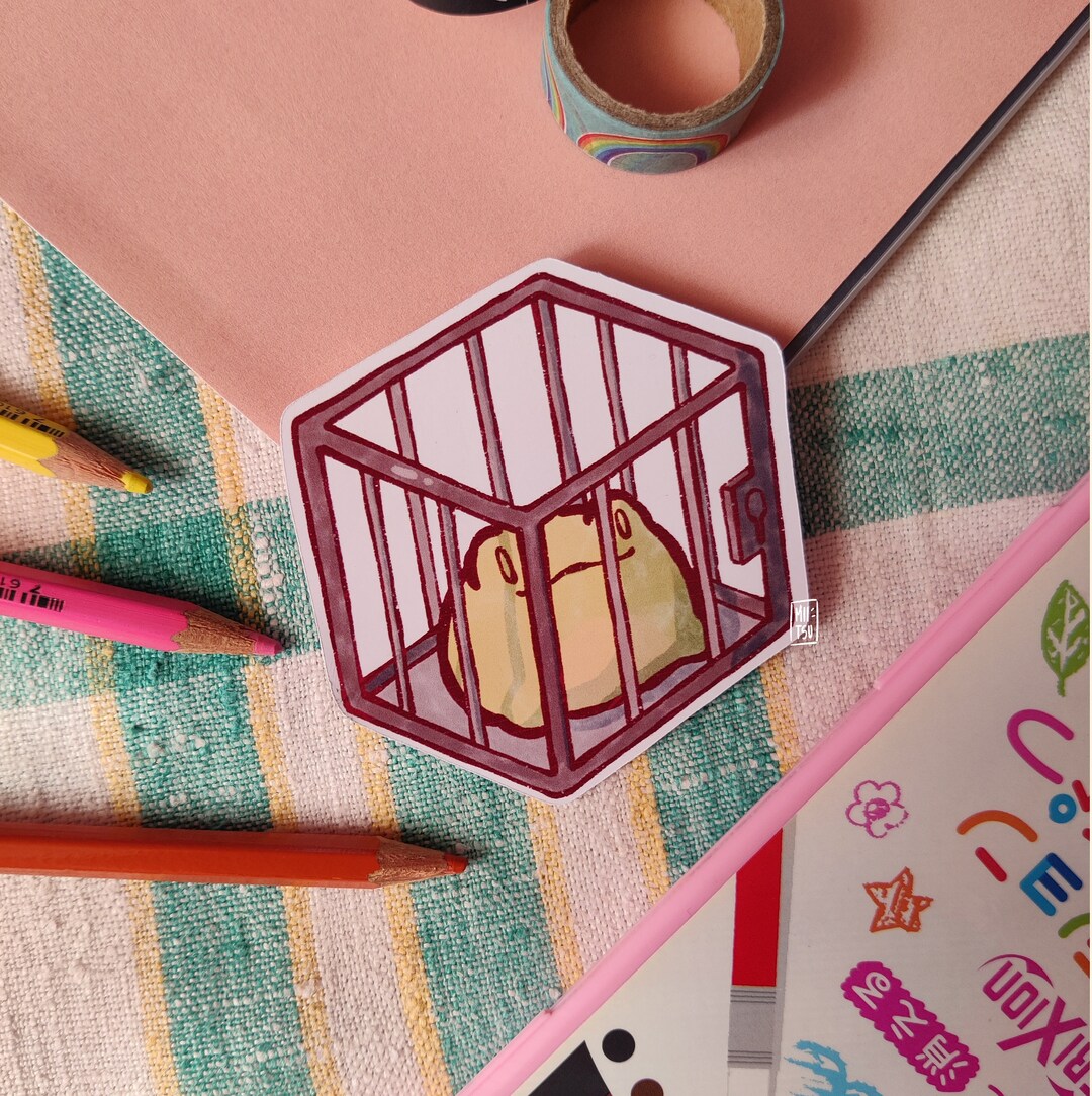 Prison Cell Froggie Sticker - Handmade Adorable Cute Kawaii Frog ...