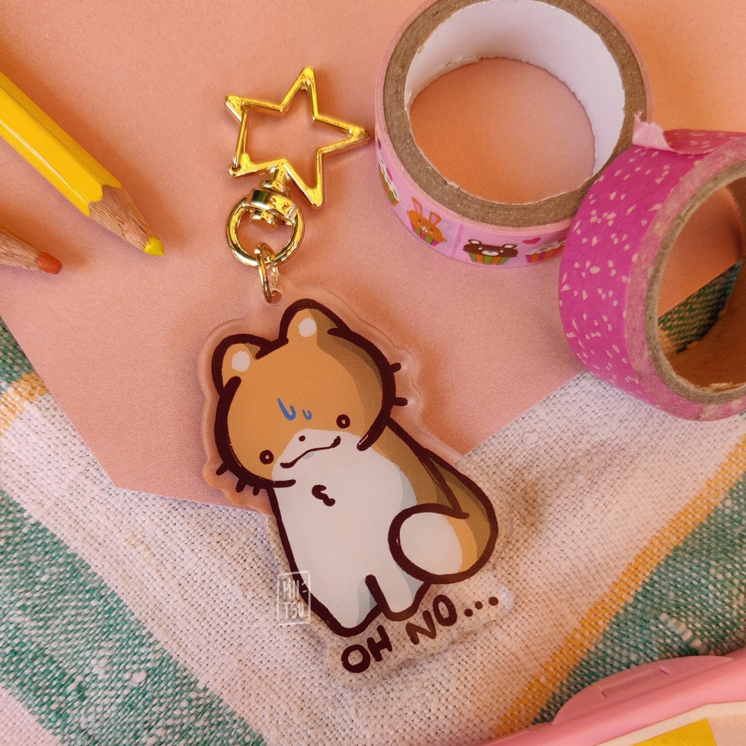 Oh No Cat Acrylic Keychain - Cute Kawaii Cat Double Sided Keychain ...