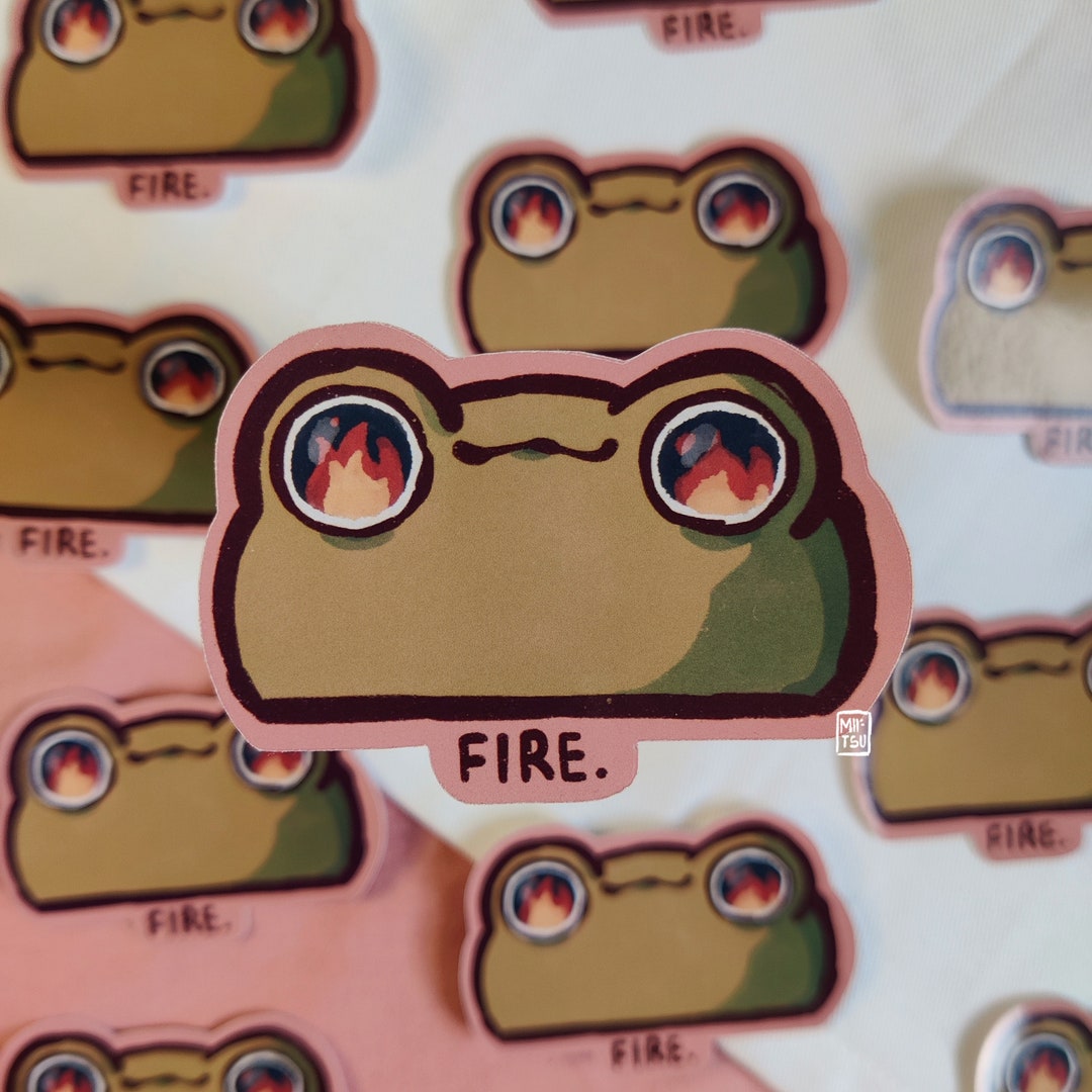Fire Frog - Handmade Cute Kawaii Glossy Frog Sticker, Fun Gift Idea for ...