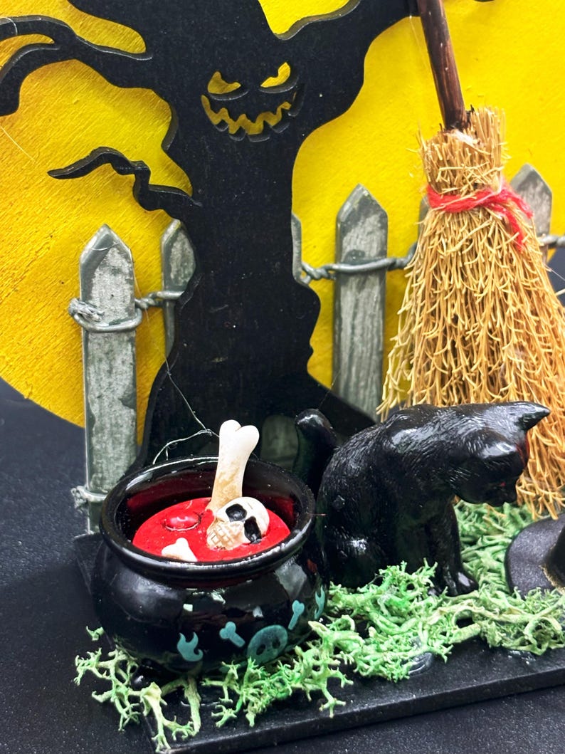 Miniature Halloween Scary Tree Dollhouse Scene, Miniature Witch Scene ...