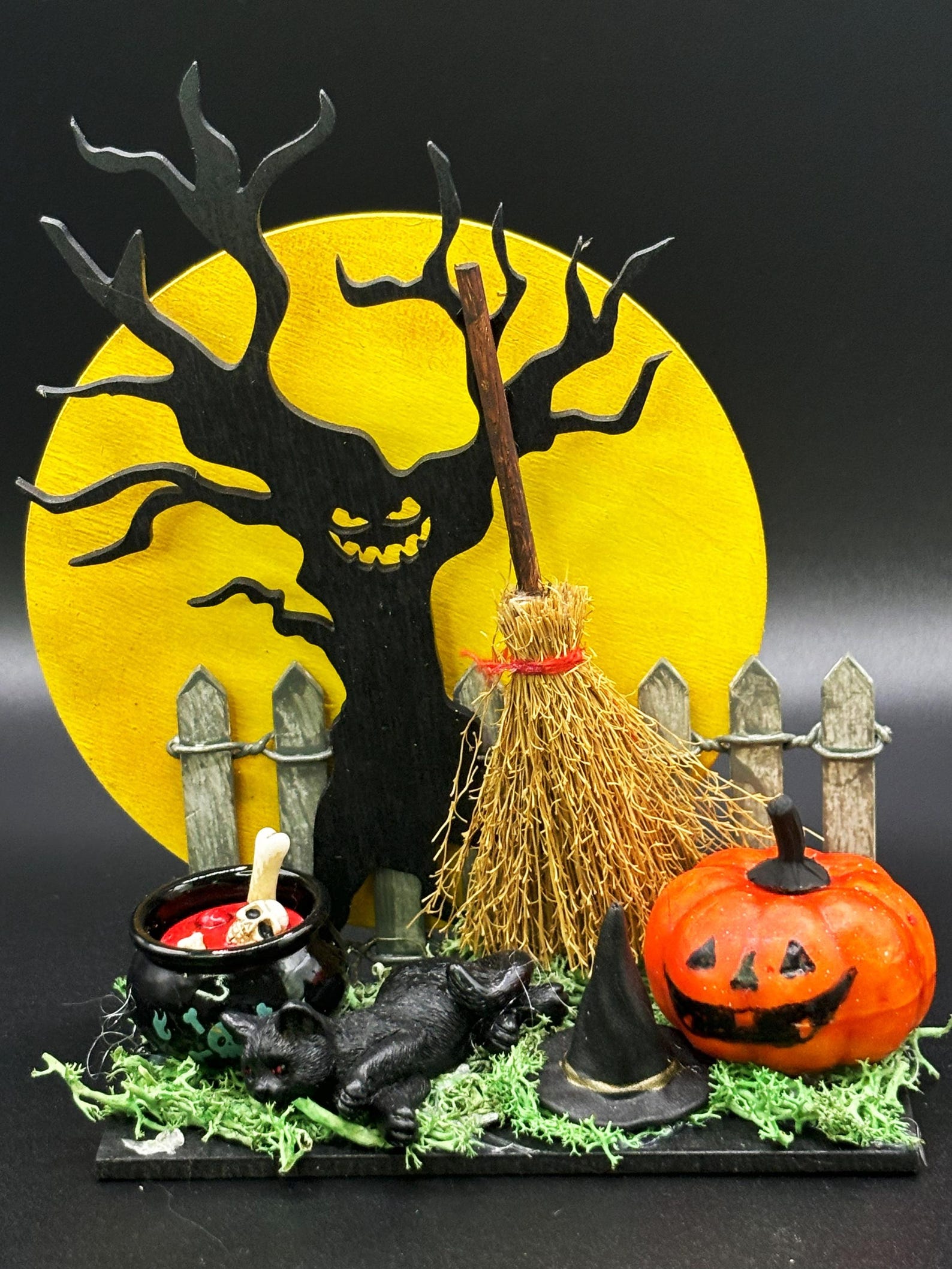 Miniature Halloween Scary Tree Dollhouse Scene, Miniature Witch Scene ...