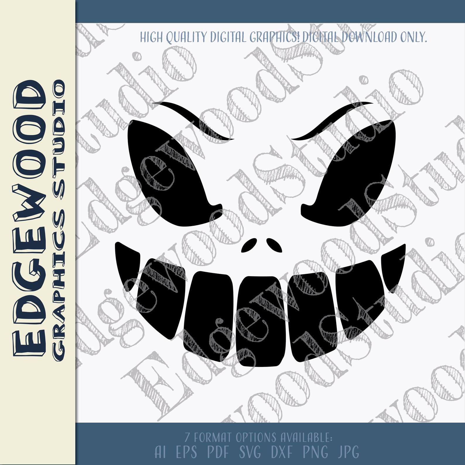 Evil Eyebrows Pumpkin Carving Template: Halloween Stencil (digital ...