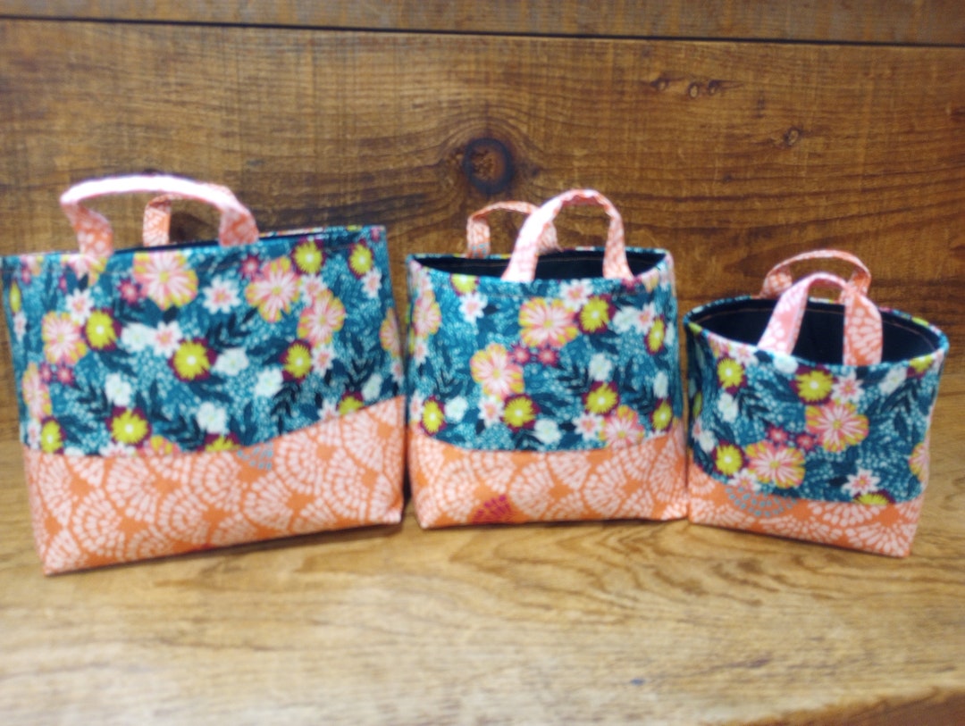 Set of 3 Nesting Fabric Baskets - Etsy