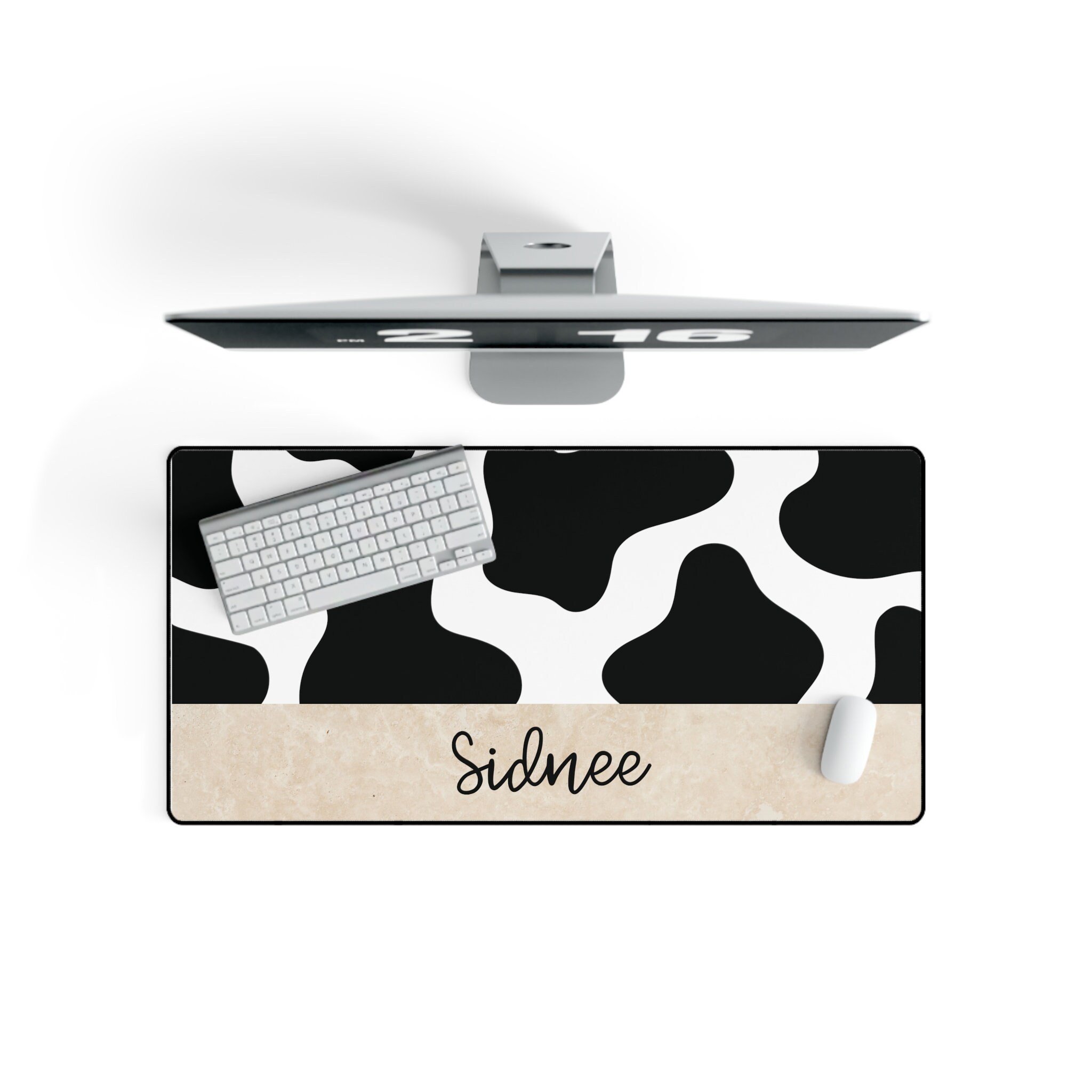 Personalized Cow Print Desk Mat WFH Desk Mat Extended Mouse - Etsy