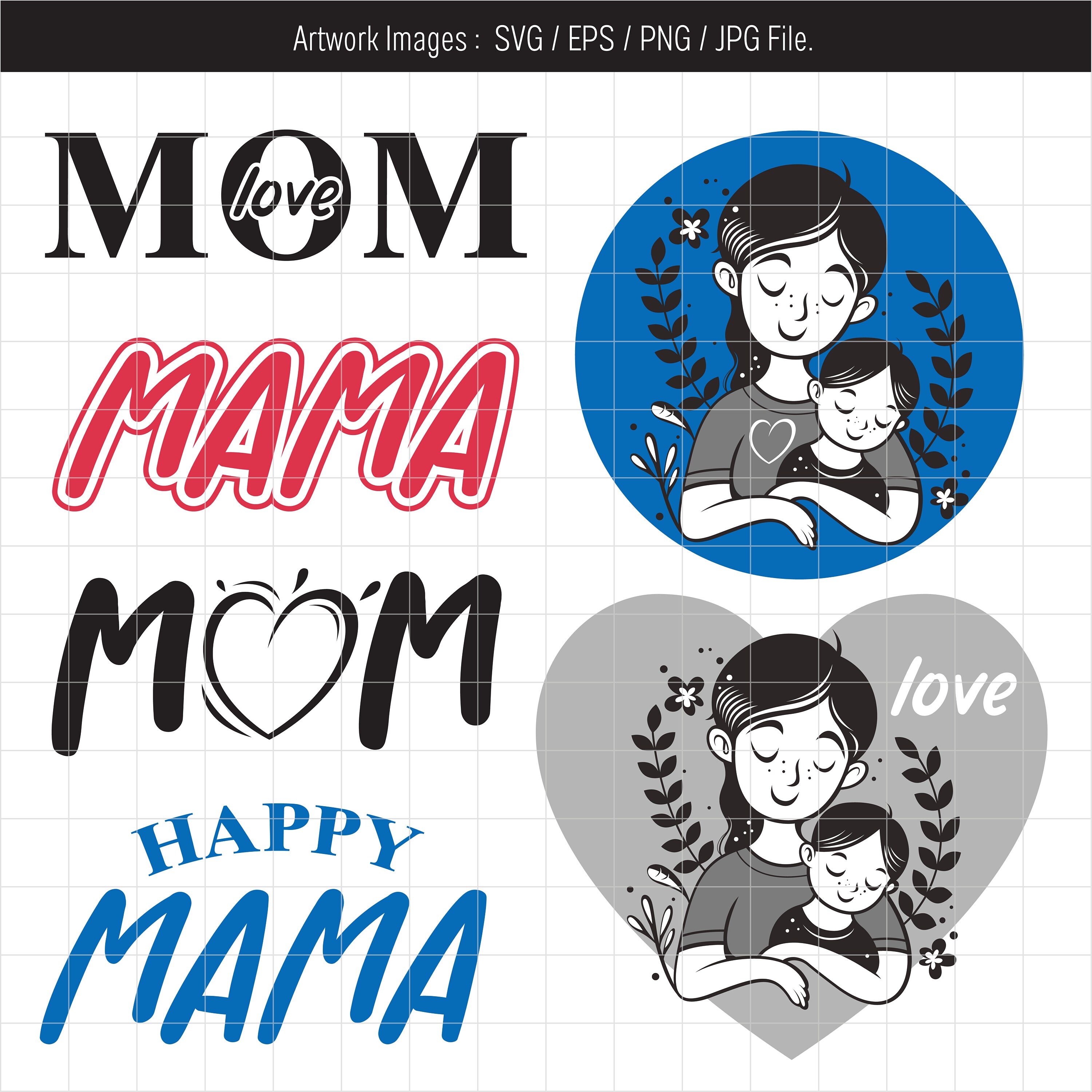 SVG for Cricut and Silhouette, Mother's Day, MAMA, Love Mama, Artwork ...