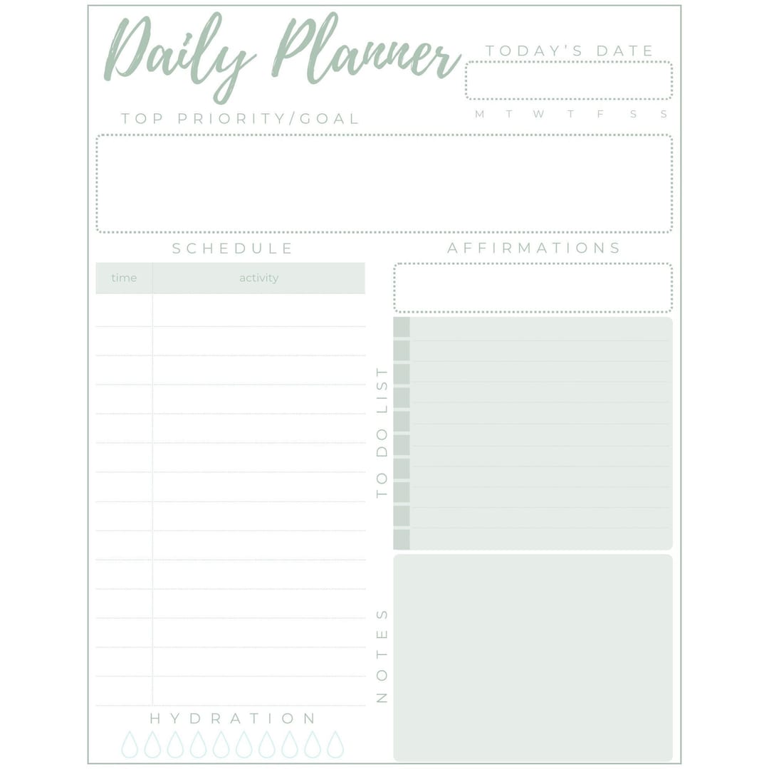 Daily Planner Printable, Printable Planner, Daily to Do List Printable ...