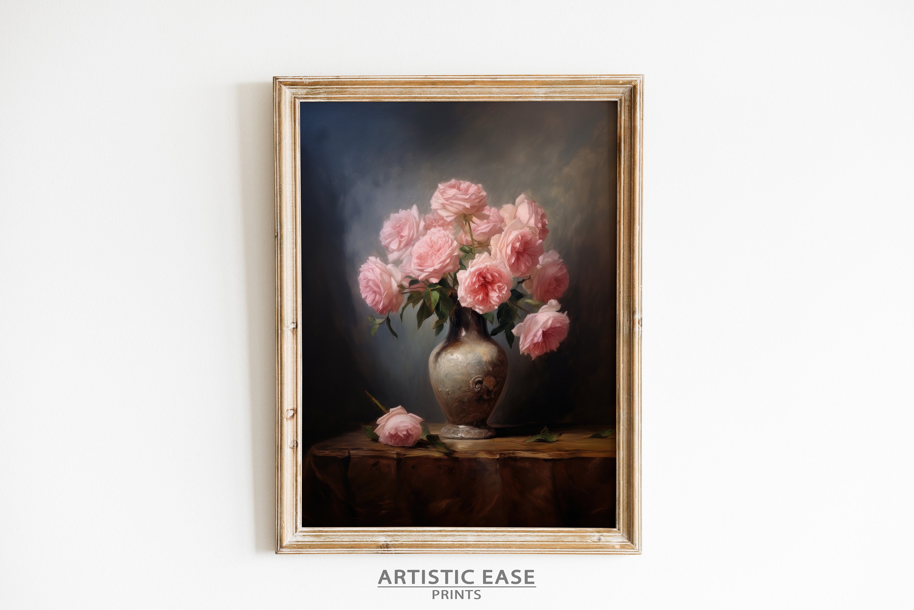 Downloadable Rose Wall Art Printable Rose Wall Decor Pink - Etsy