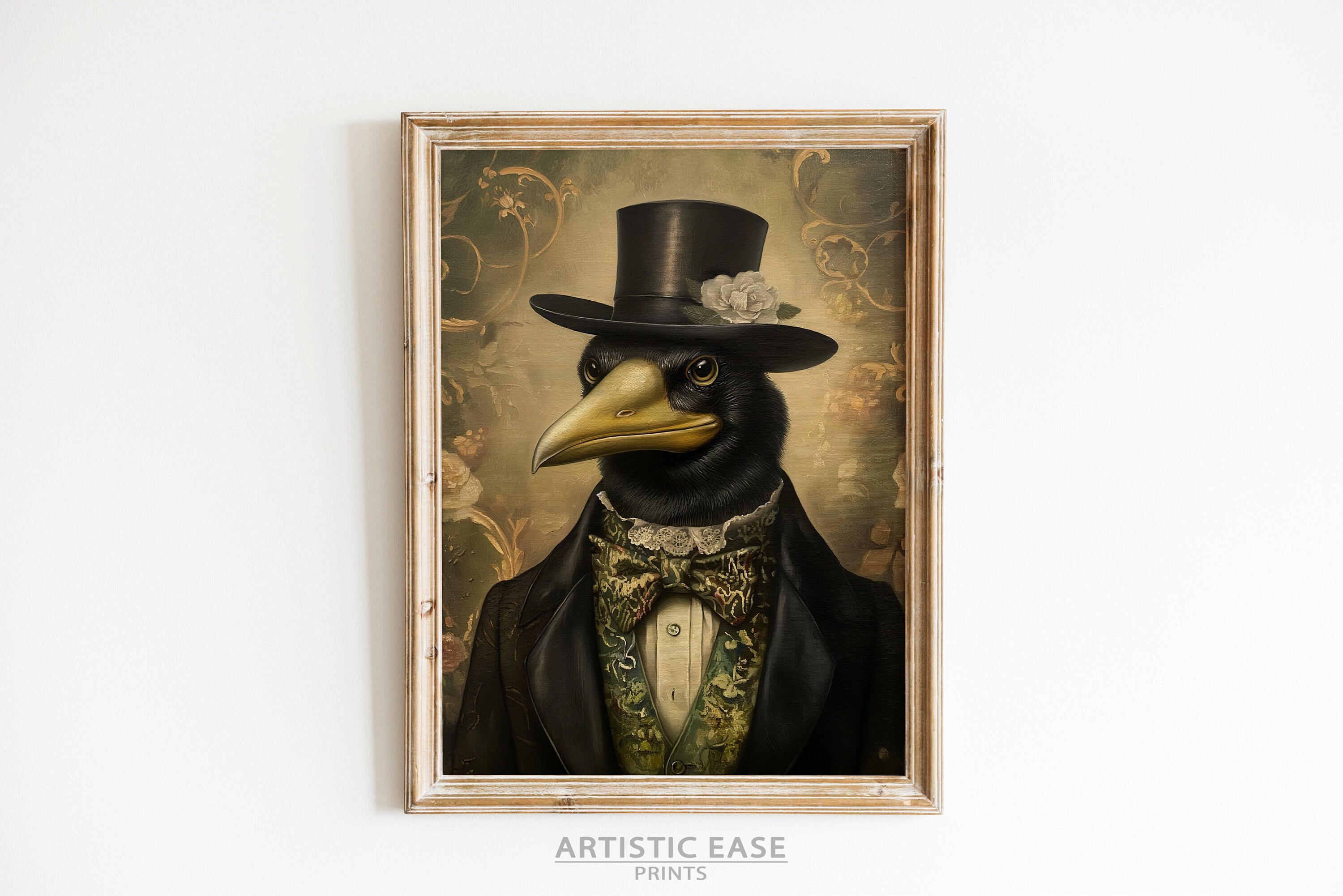 Vintage Victorian Portrait of Mr. Crow Cottagecore Animal Wall Art ...