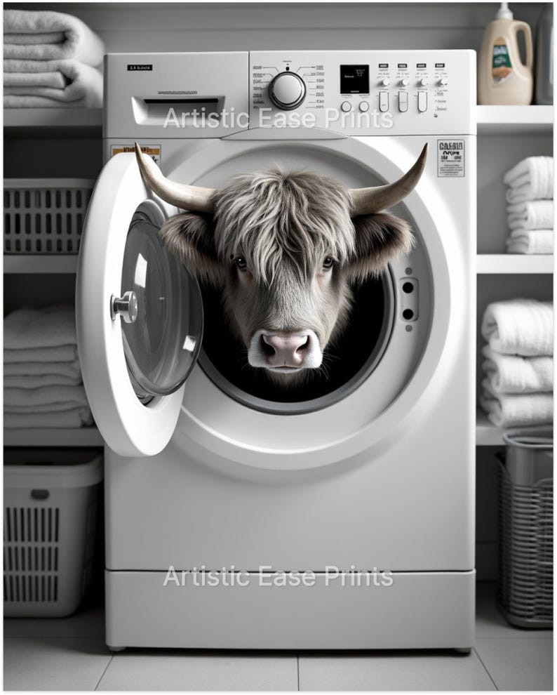 Cow Laundry Room Art Print: Whimsical Farmhouse Decor (digital Download ...