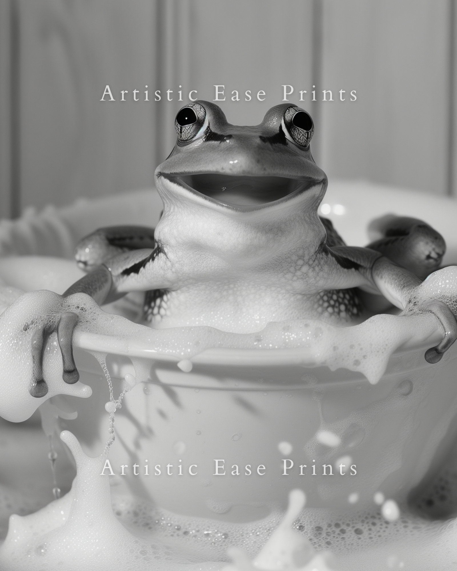 Cute Frog in Tub Printable Wall Art Set, Bathroom Art Print, Animal in ...