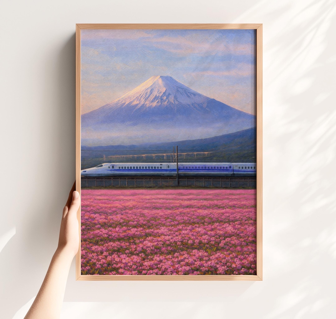 Mount Fuji Bullet Train Wall Art, Japan Landscape Print, Shinkansen ...