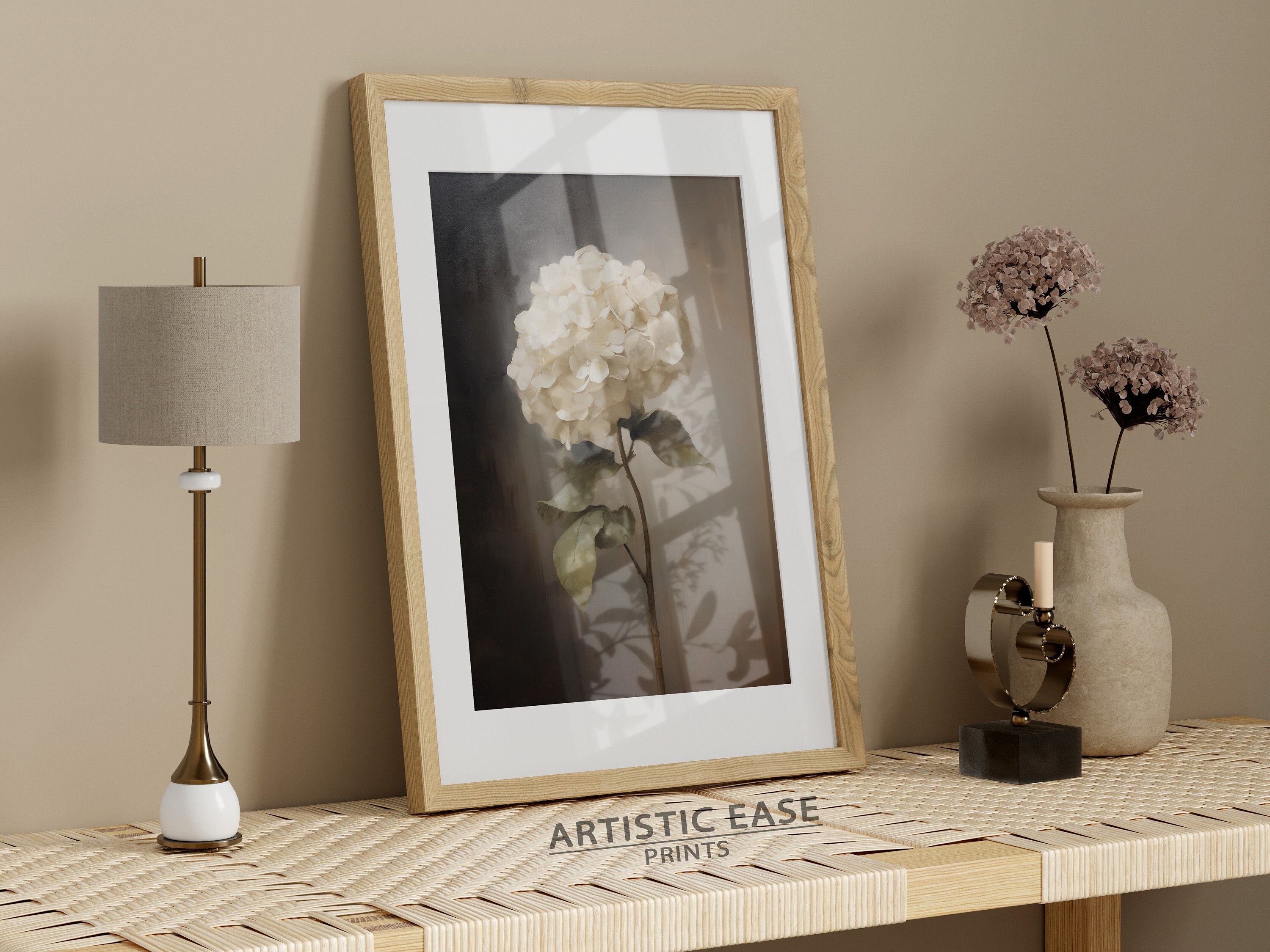 Vintage Inspired Hydrangea Printable, Elegant Floral Wall Decor, Rustic ...