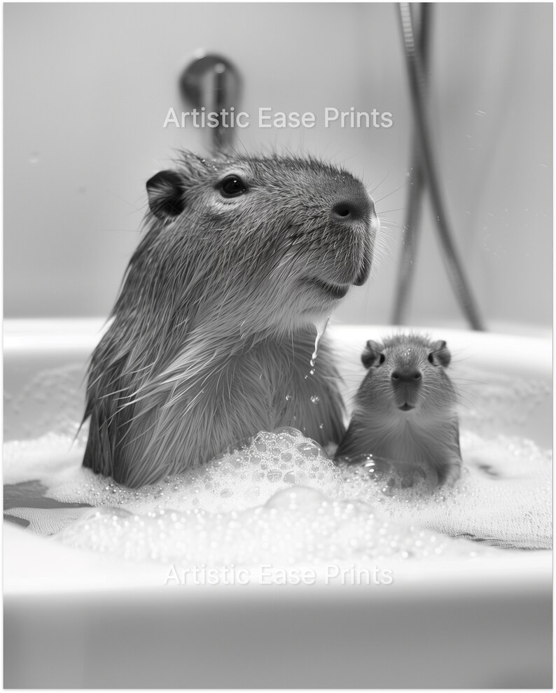 Capybara Bathroom Art, Animal in Bathtub, Nursery Animal Print ...