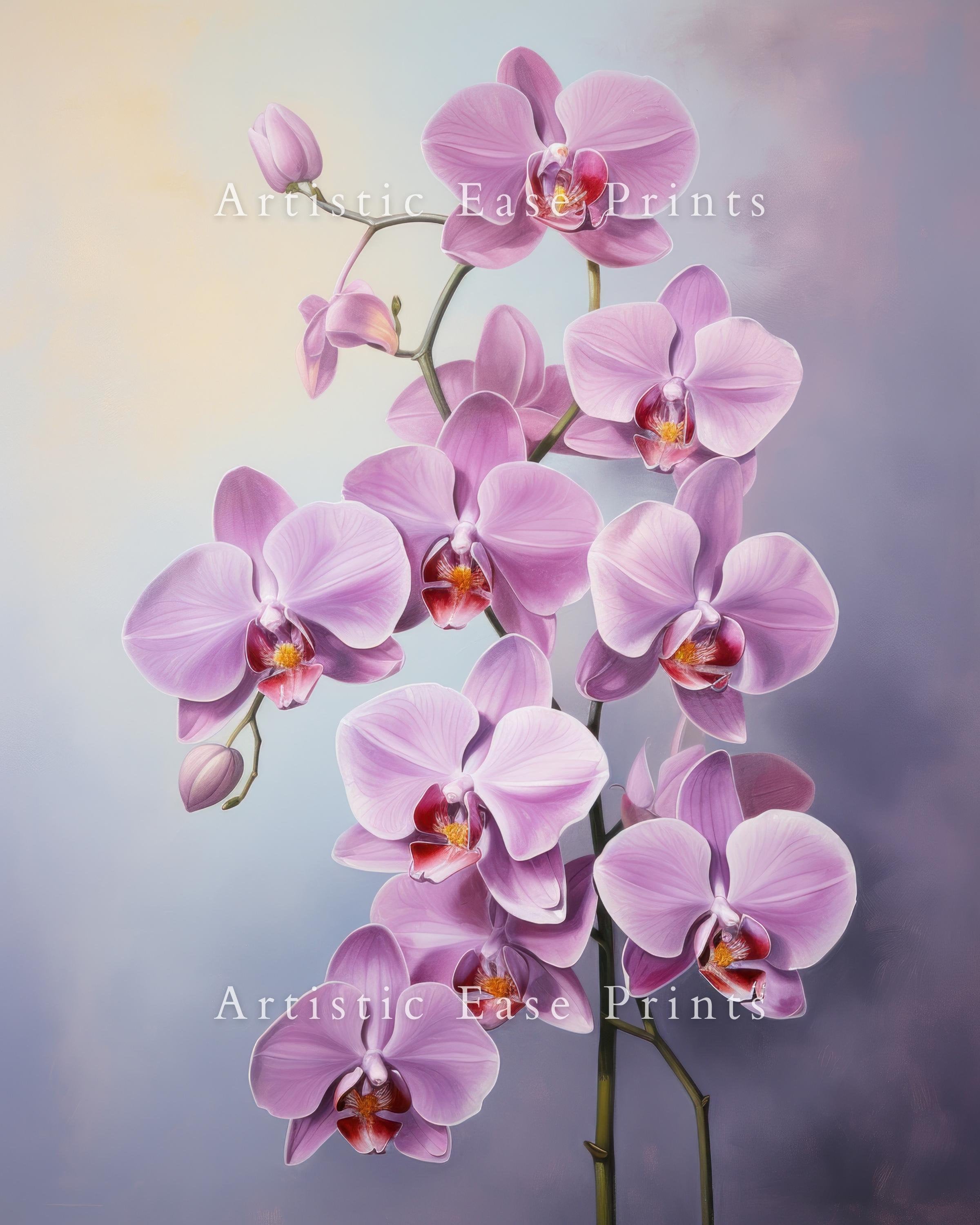 Printable Orchid Wall Art - Floral Botanical Print - Orchid Painting ...