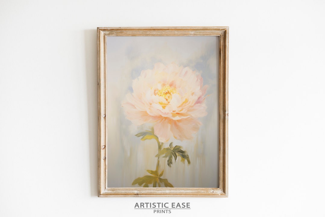 Peony Oil Painting, Vintage Inspired Floral Wall Art, Printable Peony ...
