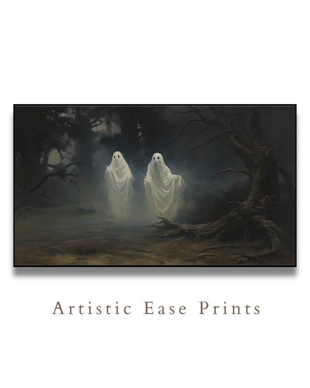 Halloween Ghost Scene, Halloween Tv Frame Art, Spooky Fall Frame, Frame ...