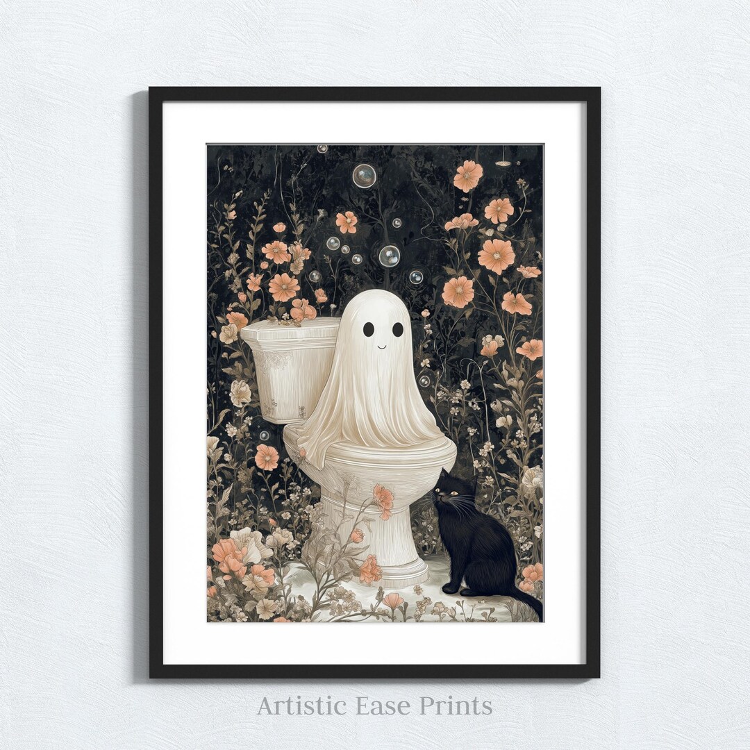 Halloween Ghost on Toilet, Funny Bathroom Art, Toilet Humor Decor ...