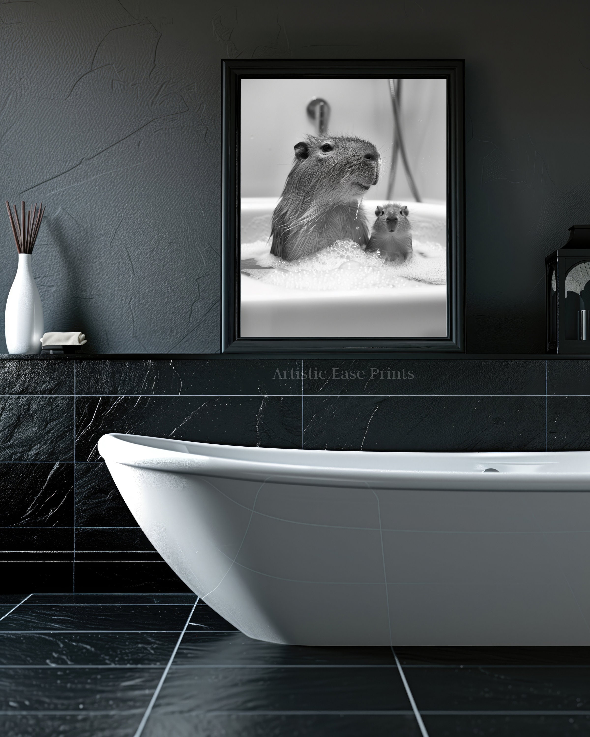 Capybara Bathroom Art, Animal in Bathtub, Nursery Animal Print ...