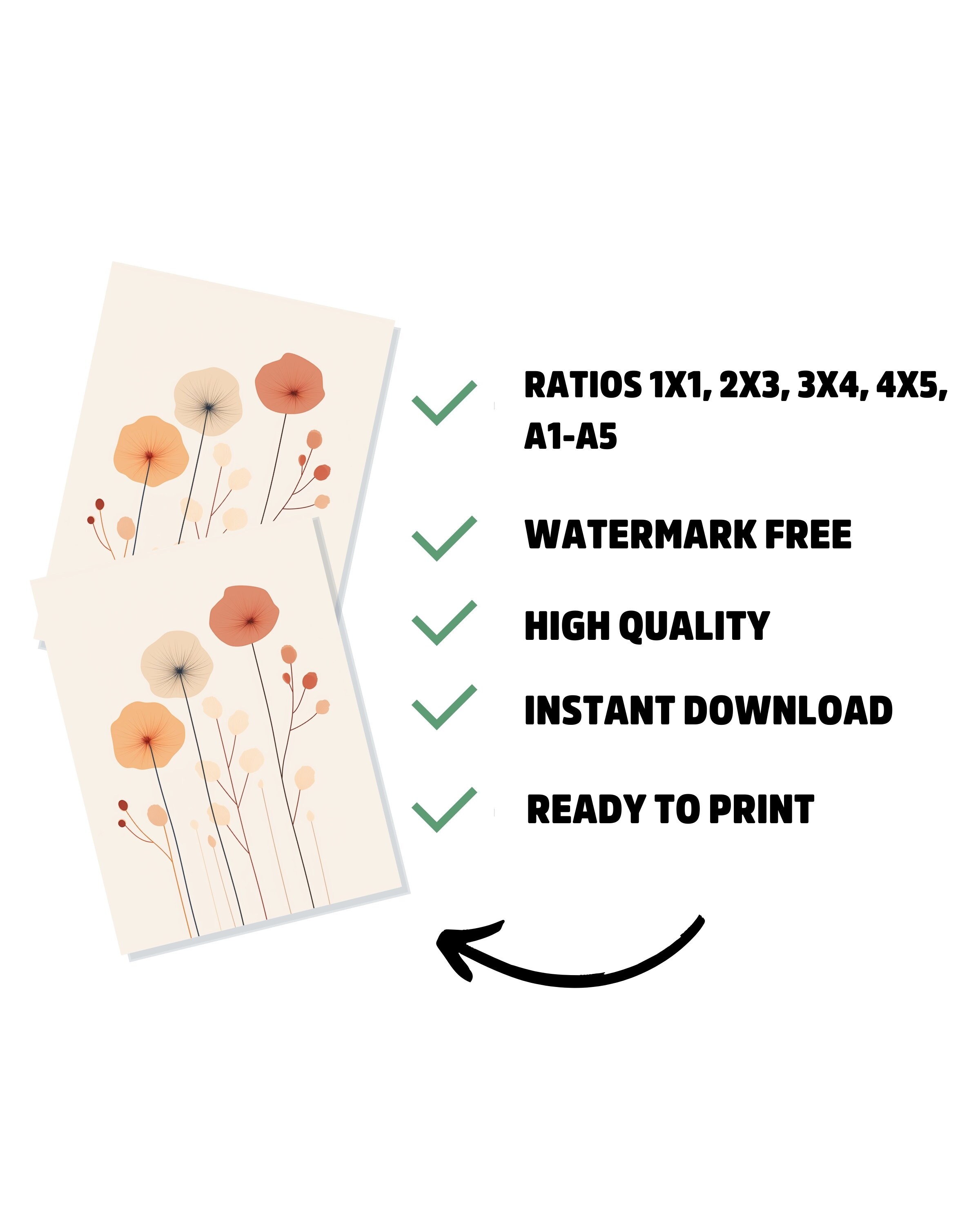 Minimal Flower Wall Art, Creamy Flower Print, Botanical Poster Flowers ...