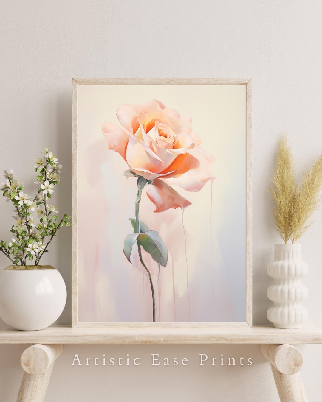 PRINTABLE Rose Painting Rose Artwork Rose Art Painting - Etsy