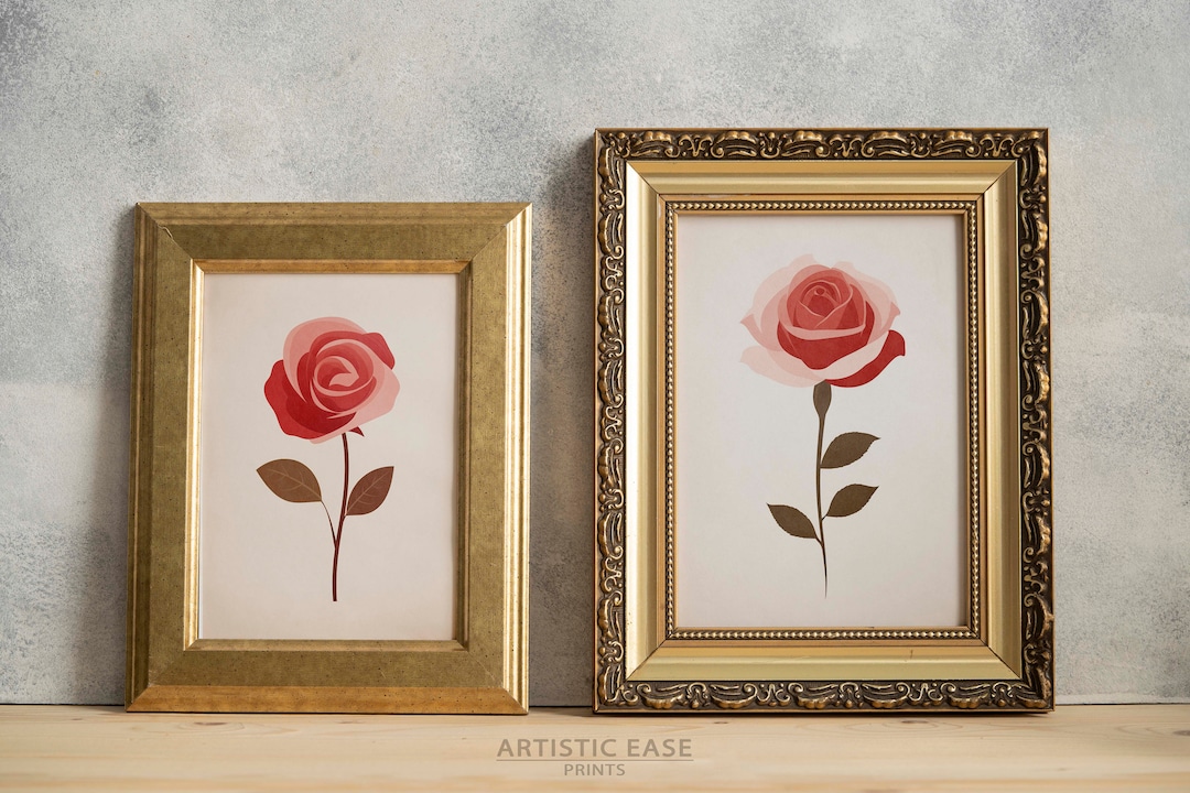 Rose Printable Romantic Floral Art, Pink Rose Wall Decor, Cute Flower ...