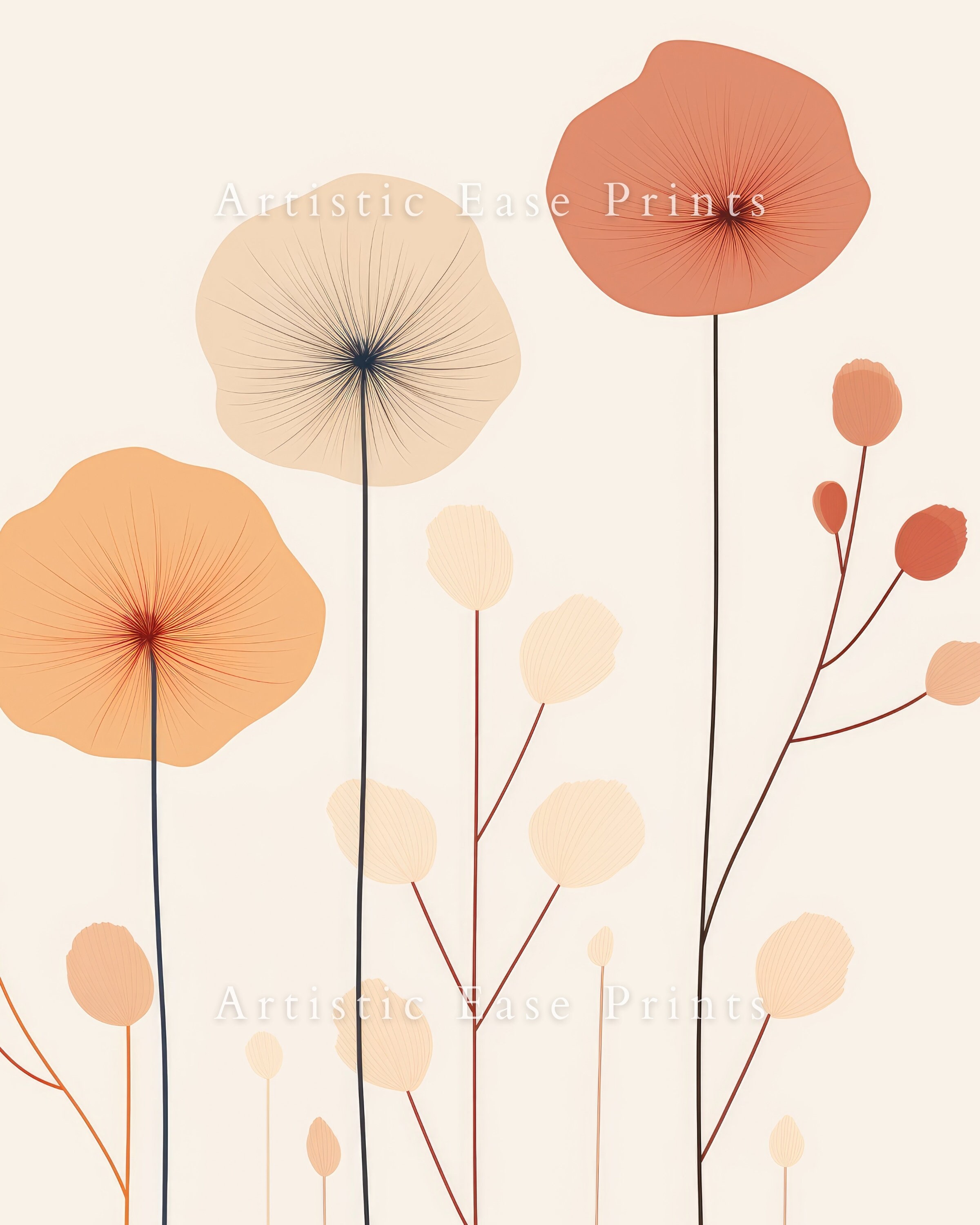 Minimal Flower Wall Art, Creamy Flower Print, Botanical Poster Flowers ...