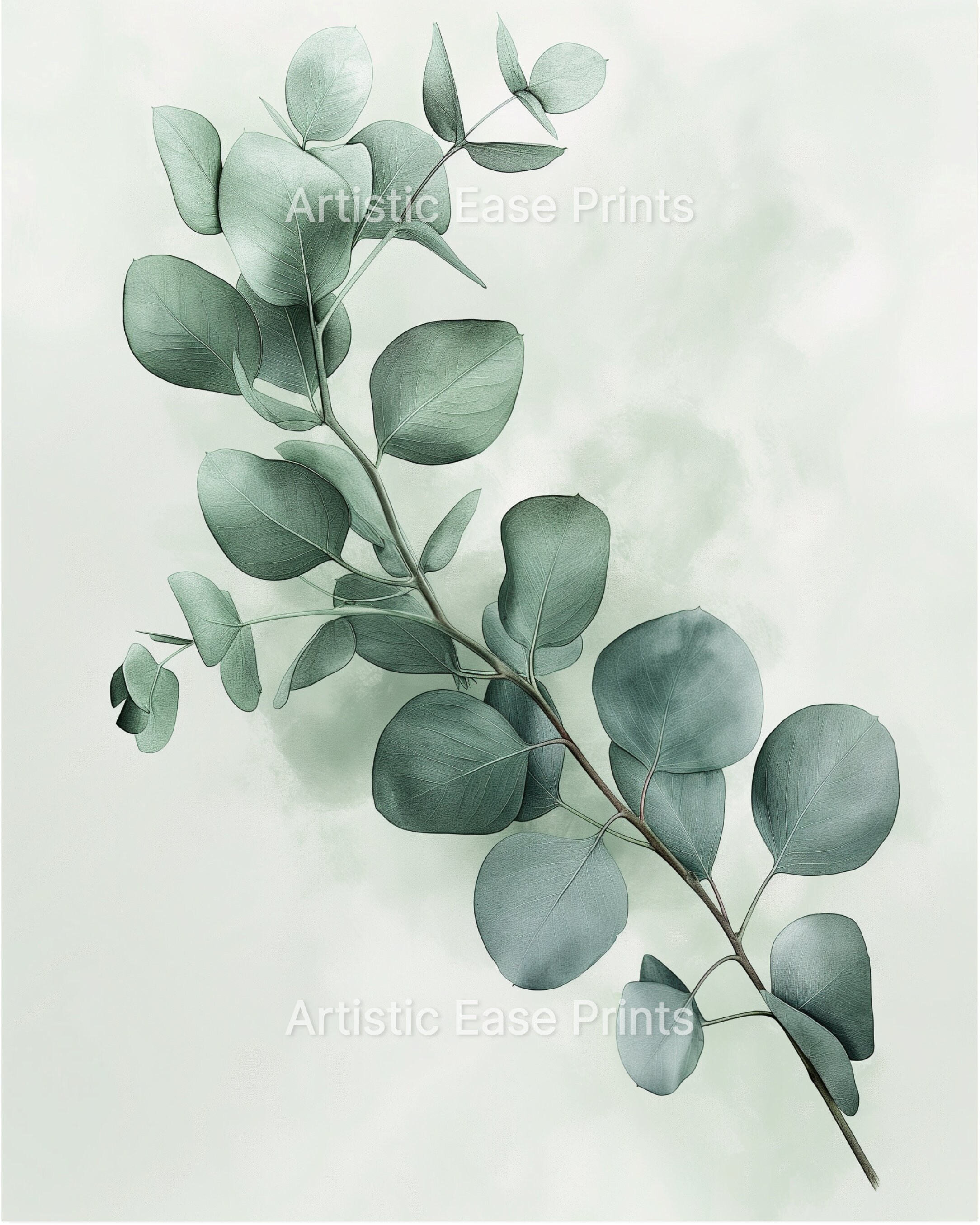 Eucalyptus Wall Art Set: Light Green Botanical Prints (digital Download ...