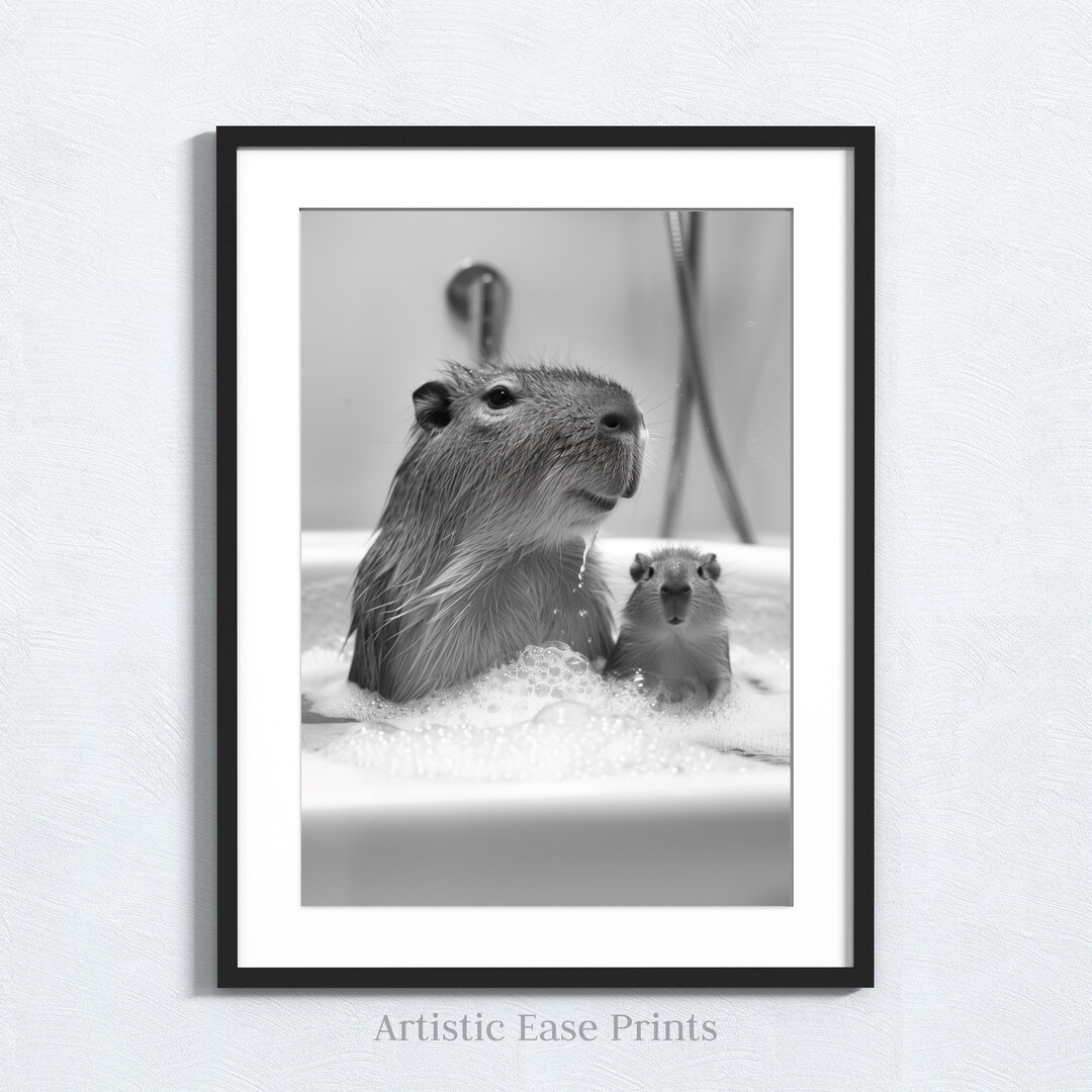 Capybara Bathroom Art, Animal in Bathtub, Nursery Animal Print ...