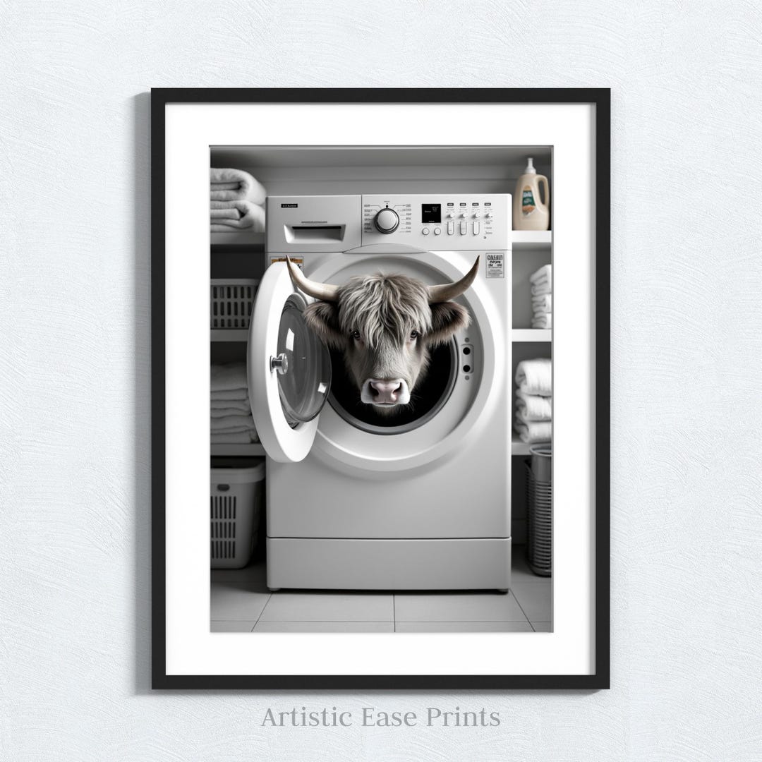 Cow Laundry Room Art Print: Whimsical Farmhouse Decor (digital Download ...