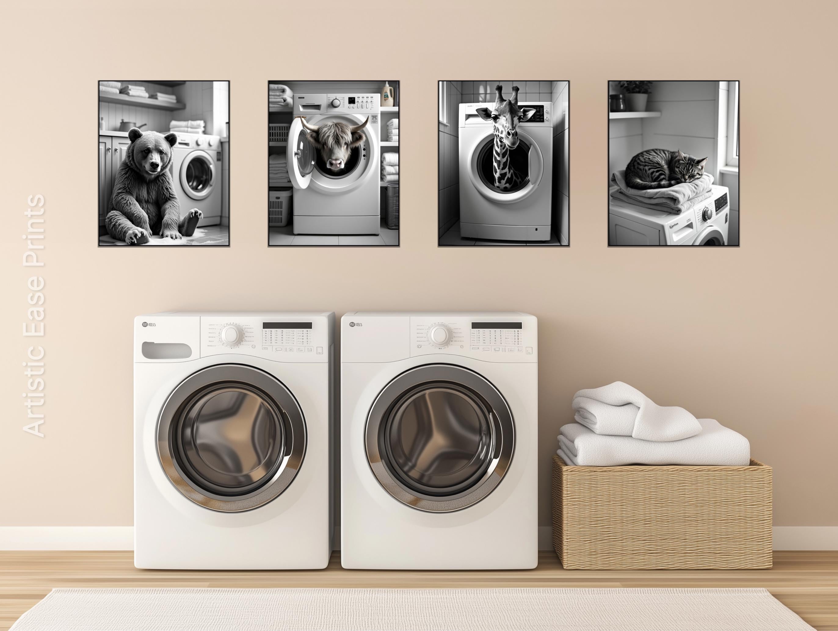 Laundry Room Wall Art - Set of 10 Funny Washing Prints, Whimsical ...