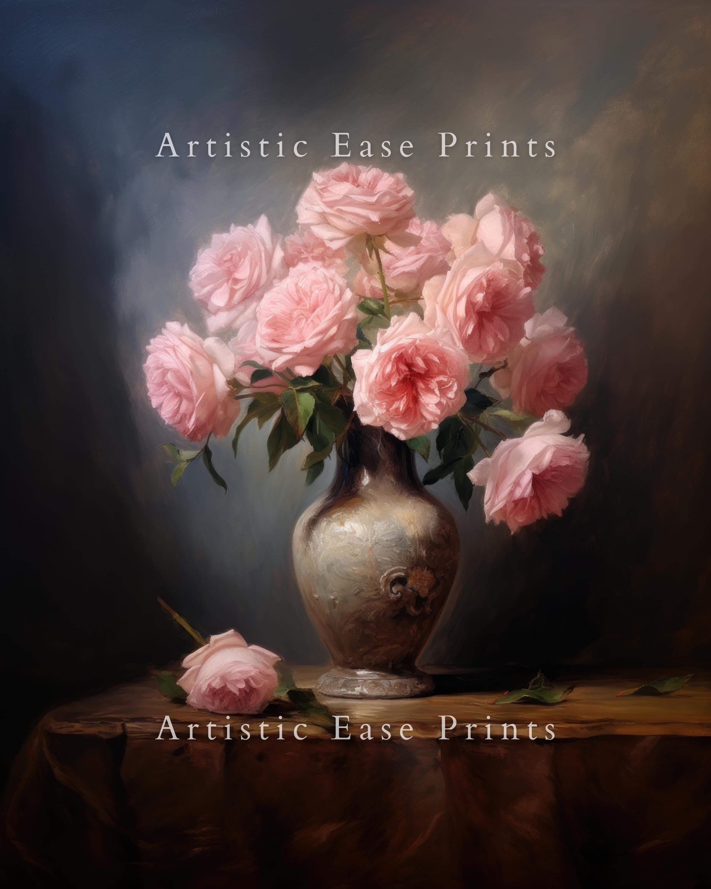 Downloadable Rose Wall Art Printable Rose Wall Decor Pink - Etsy