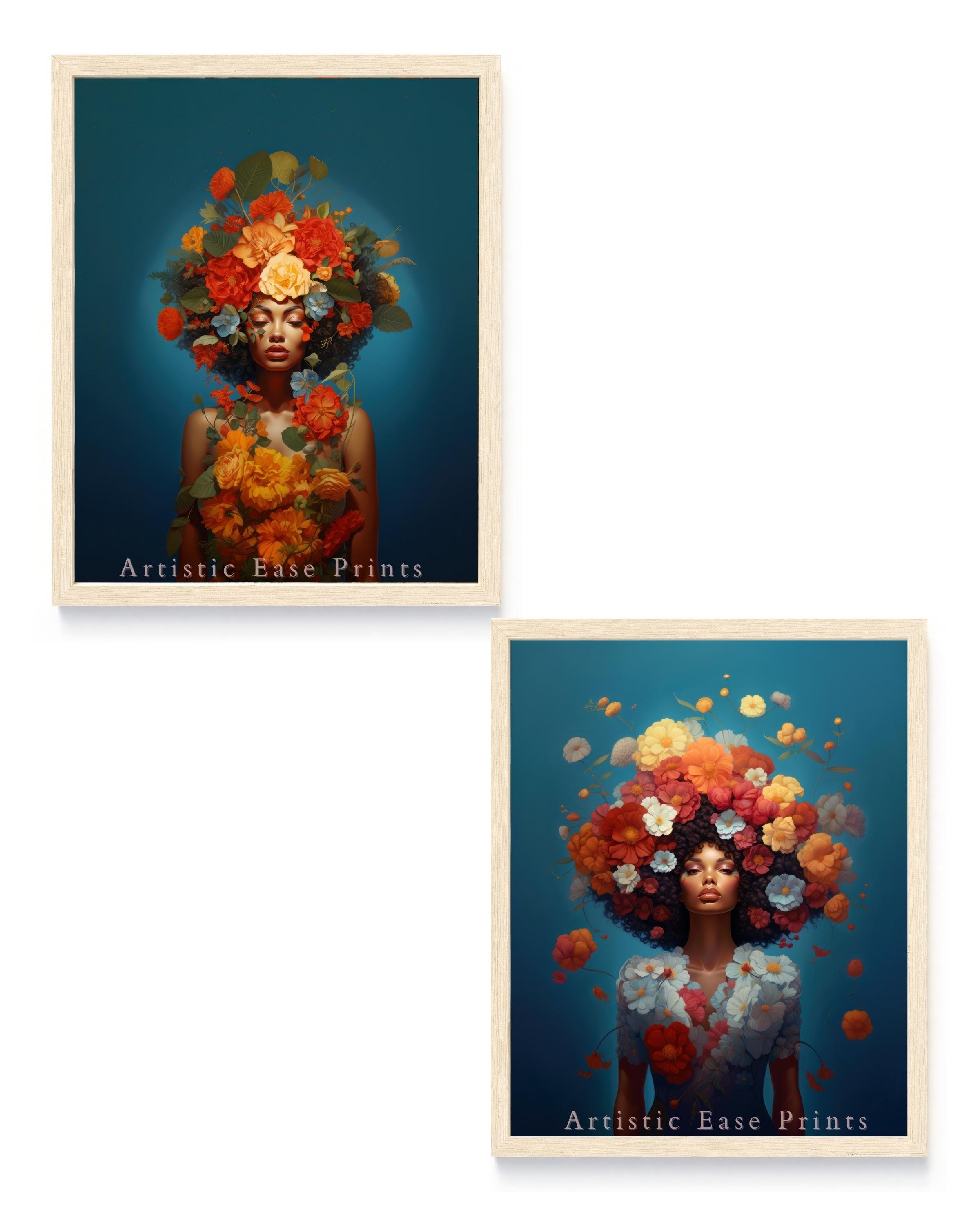 Flowers Head Poster Woman With Flower Head Flower Head Woman - Etsy