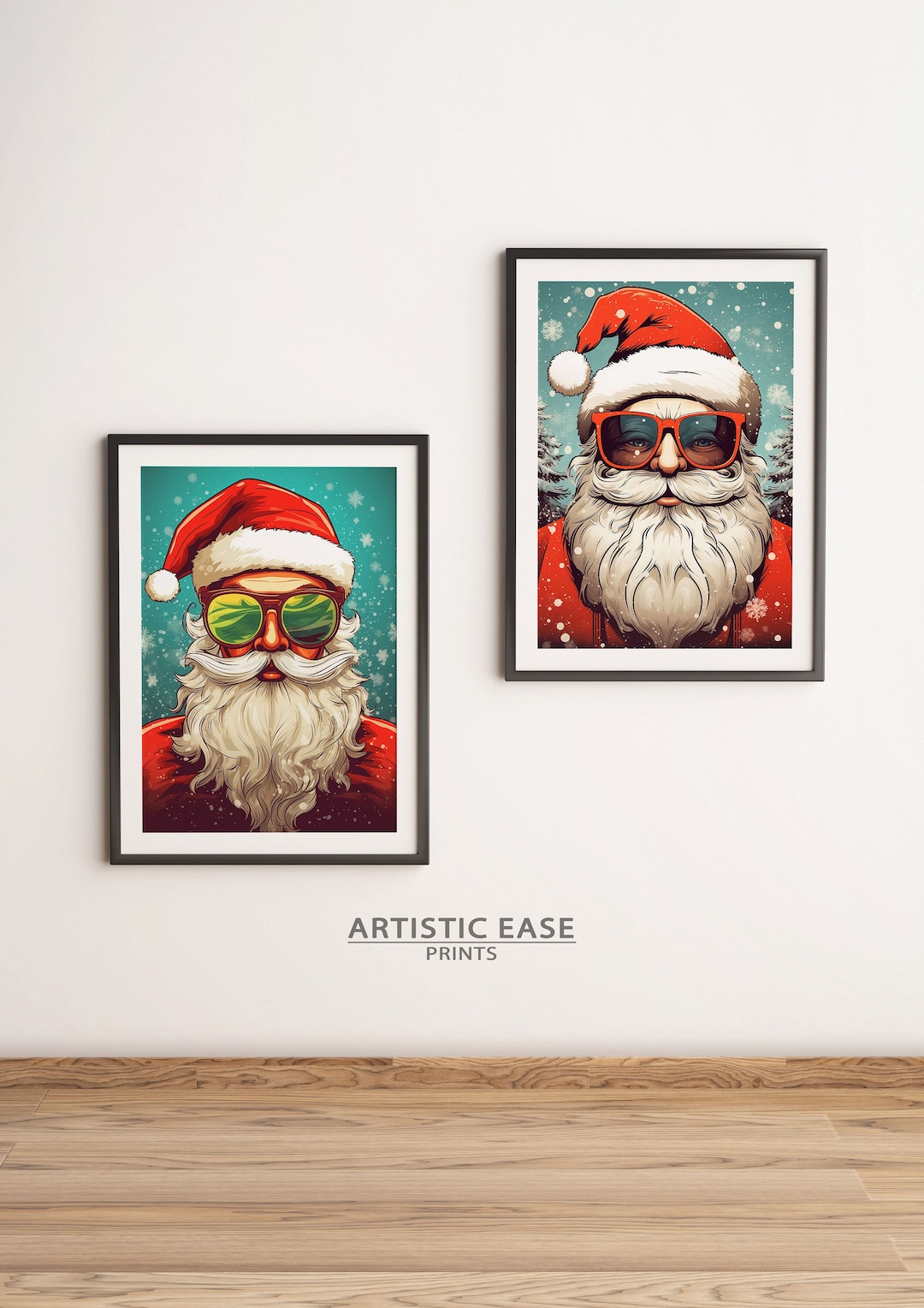 Santa Claus Print Set of 2, Christmas Wall Art Santa Claus, Christmas ...
