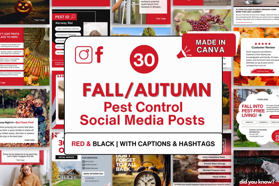 Pest Control Social Media Posts for Instagram and Facebook | Fall Pest ...