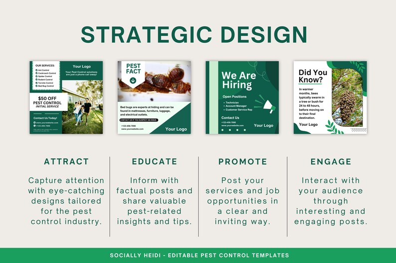 Pest Control Social Media Posts for Instagram and Facebook Green Made ...