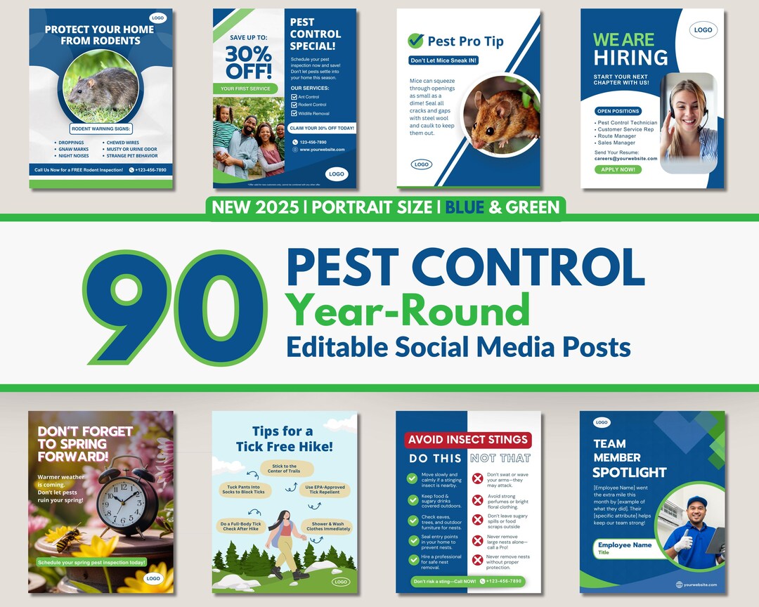 Pest Control Social Media Posts | Portrait and Story Size for Instagram ...