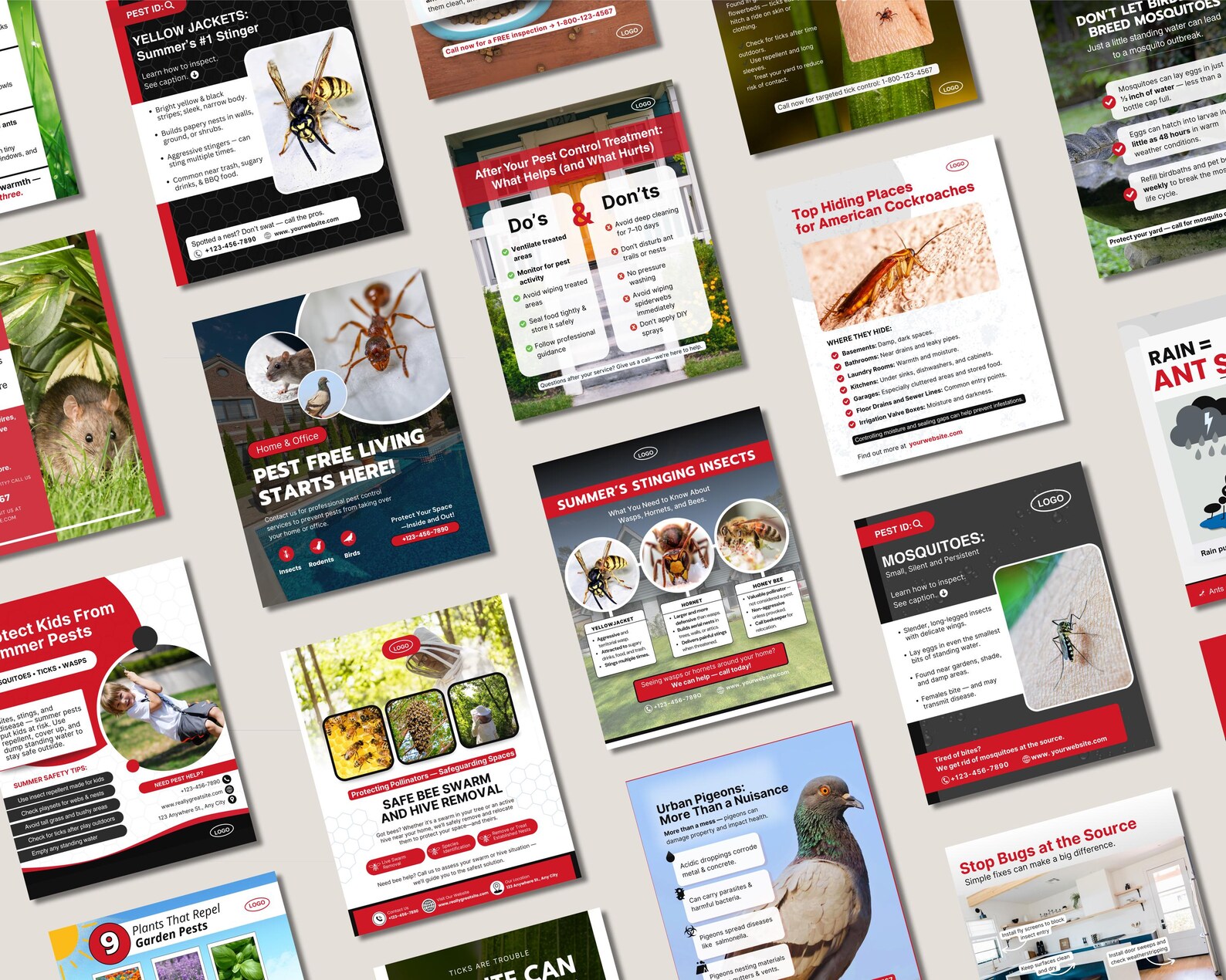Summer Pest Control Social Media Posts, Instagram Facebook, Edit in ...