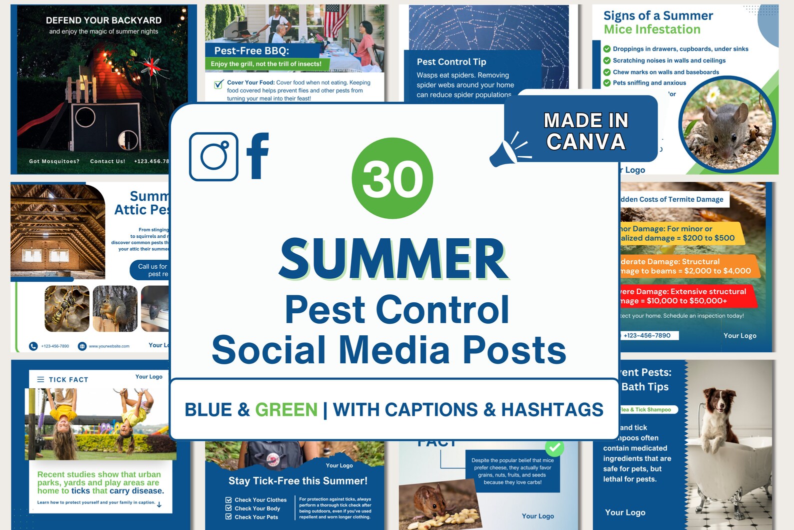 Pest Control Social Media Posts for Instagram and Facebook | Summer ...