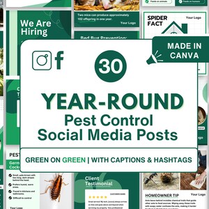 Pest Control Social Media Posts for Instagram and Facebook Green Made ...