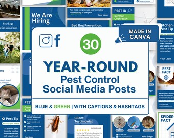 Pest Control Social Media Posts for Instagram and Facebook Green Made ...