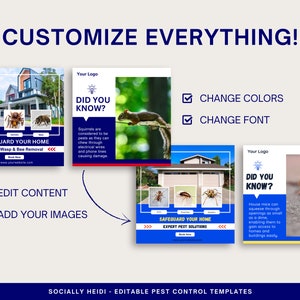 Spring Pest Control Social Media Templates Pack Pest Control Blue & Red ...